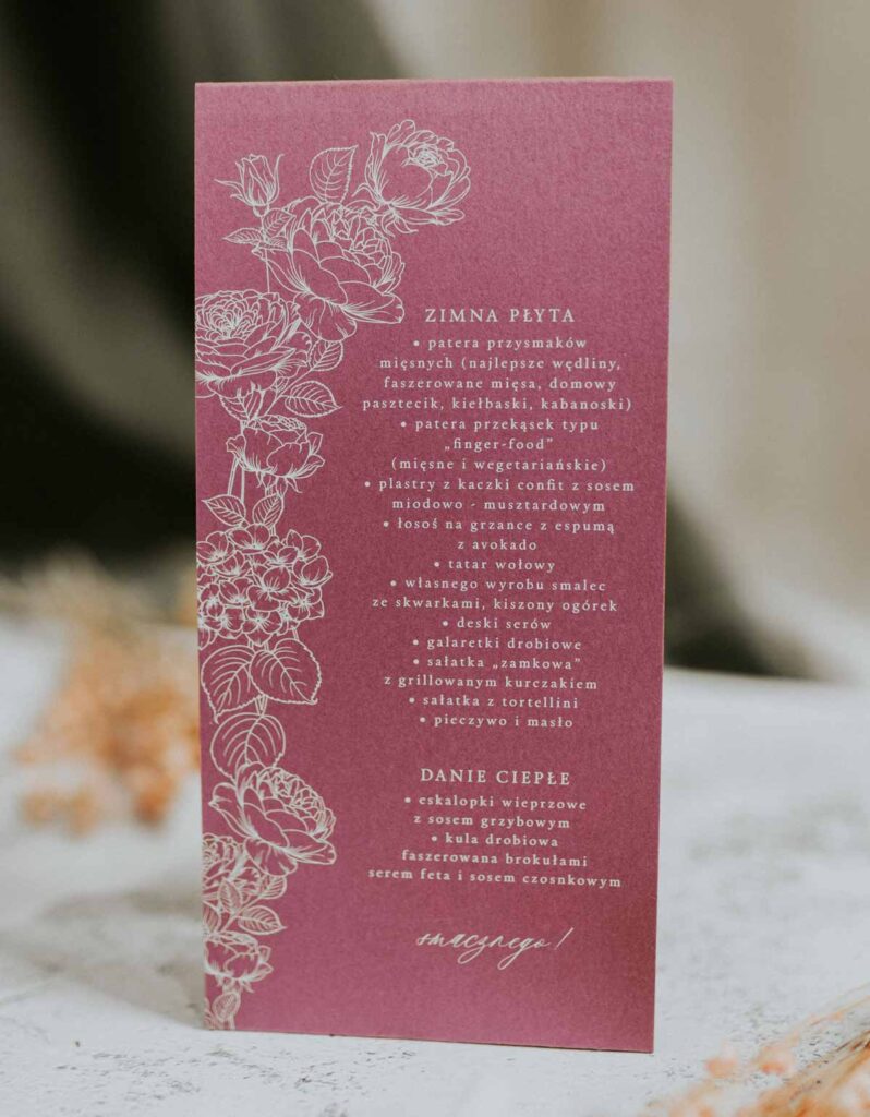 Menu Eustoma - AB for Wedding