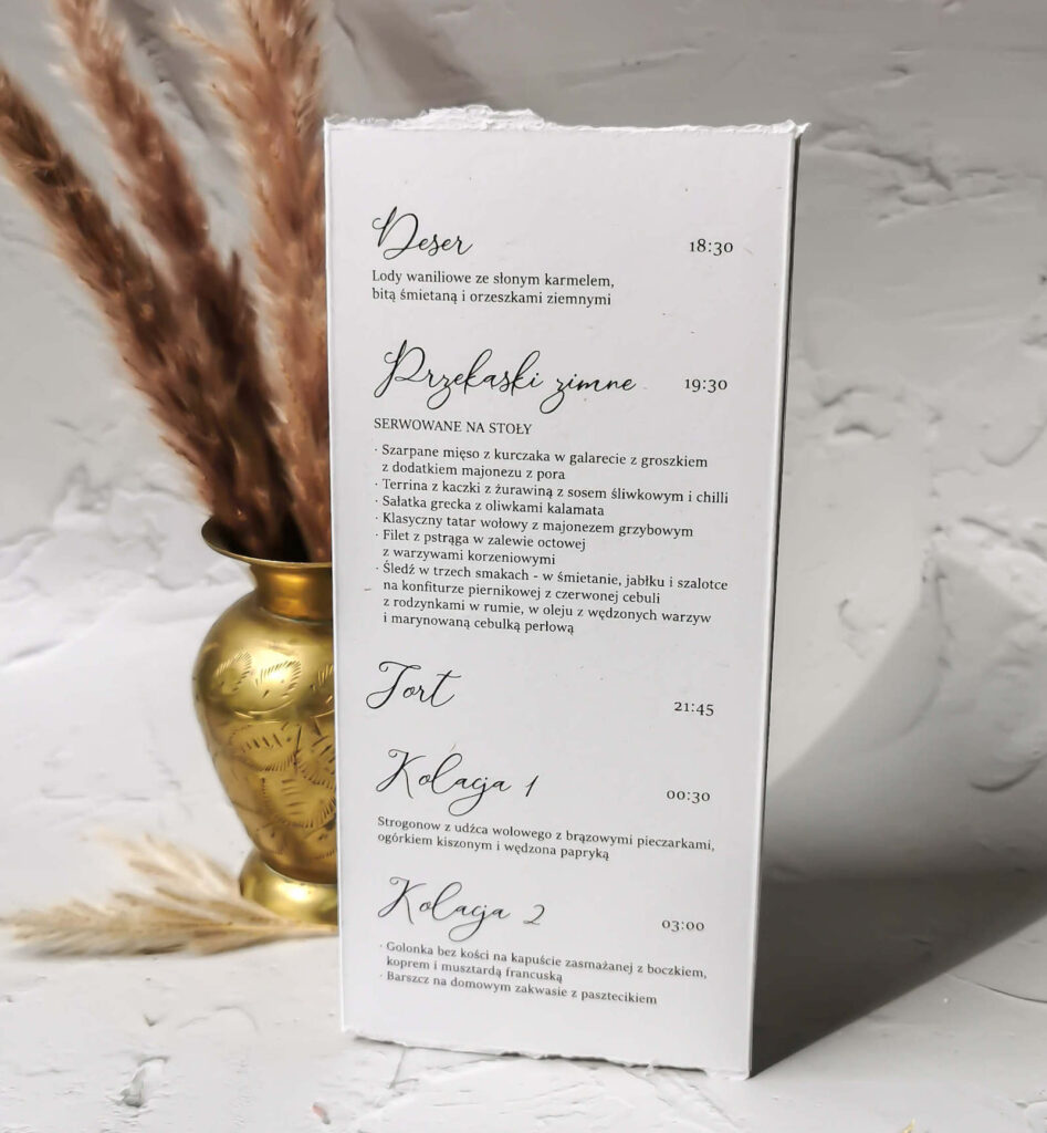Trójkątne menu z ręcznymi złoceniami - AB for Wedding