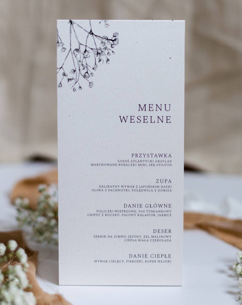 Menu Gipsówka - AB for Wedding